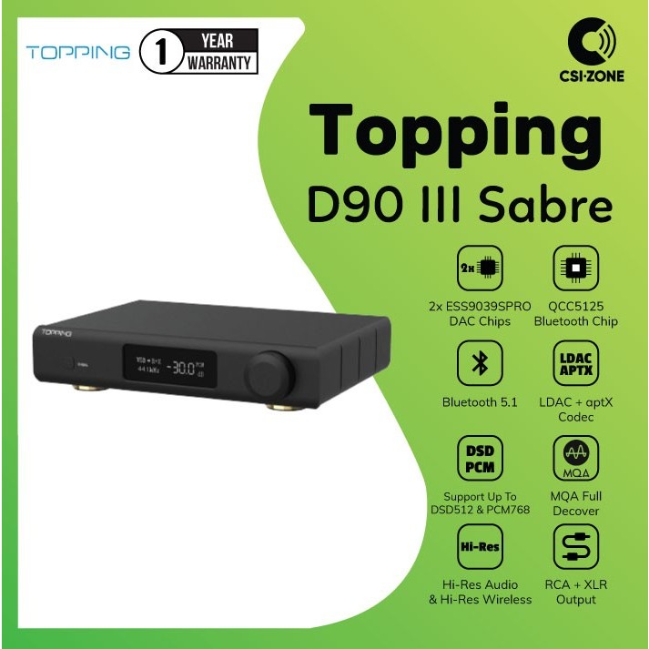 Jual Topping D90 III Sabre ESS9039SPRO Bluetooth 5.1 Balance DAC ...