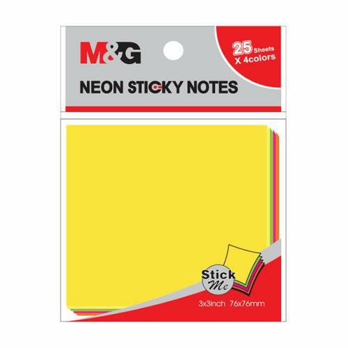 Jual TBMO M&G STICKY NOTES 3X3` 100S NEON COLOR (25SX4COLOR) 76X76MM ...