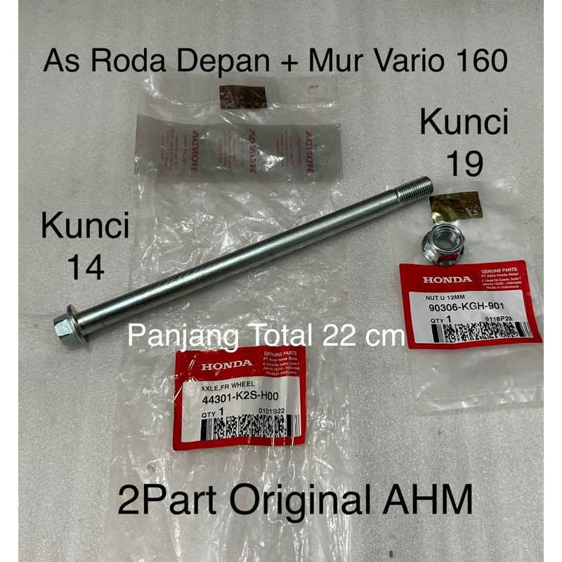 Jual As Roda Depan + Mur 12mm Vario 160 Ori AHM 44301 K2S H00 | Shopee ...