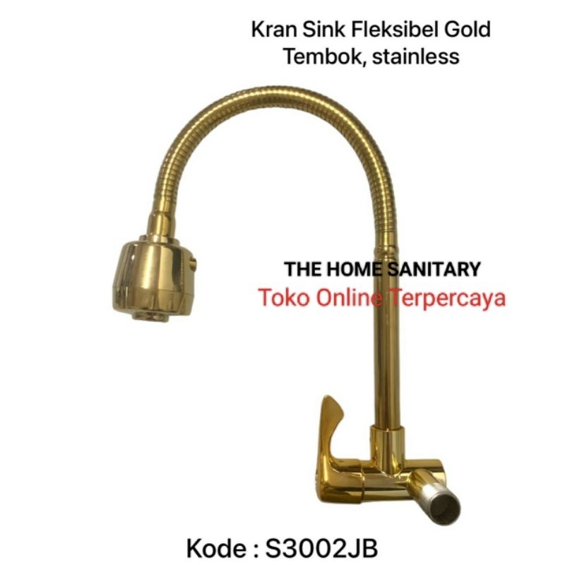 Jual Kran Flexible Tembok Gold Kran Dapur Dinding Kran Sink Stainless ...