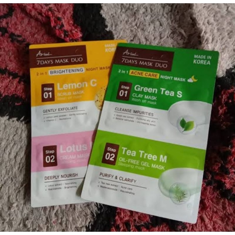 Jual ARIUL 7 Days Mask Duo 2 in 1 Brightening Night Mask | Acne Care ...
