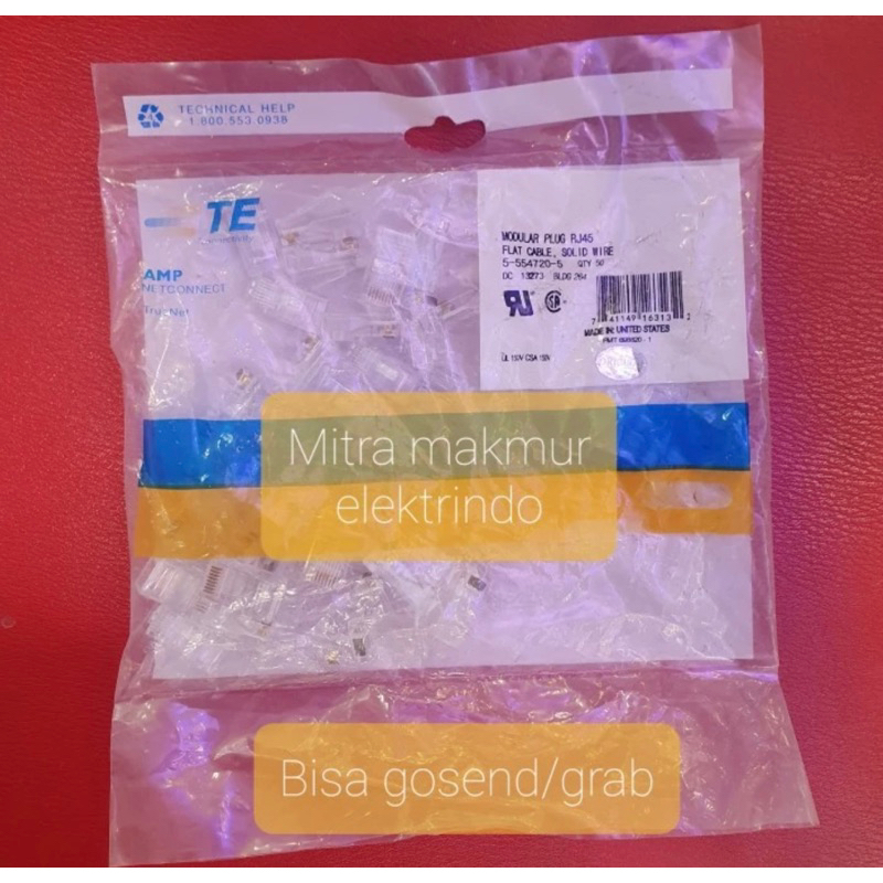 Jual modular plug rj45 amp/ konektor rj45 amp / conector rj 45 | Shopee ...