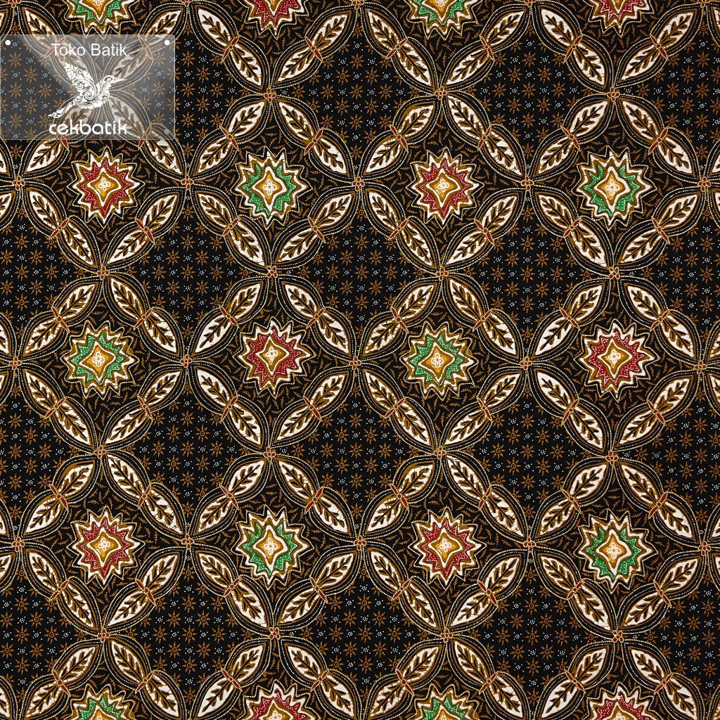 Jual Kain Batik - Motif SOGAN Gading Kawung Teruntum Bunga Jawa Modern ...