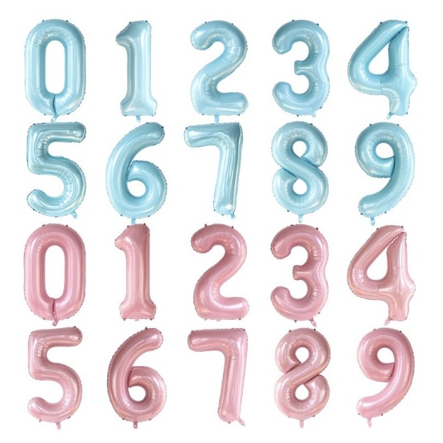 Jual Foil Angka Jumbo Pink Muda & Biru Muda 80 CM | Shopee Indonesia
