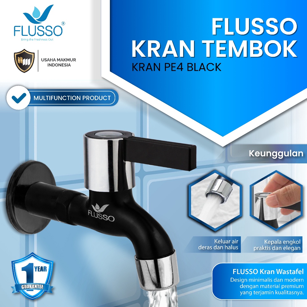 Jual Produk Premium FLUSSO Kran Air Tembok Kran Tembok Black Kran Air ...
