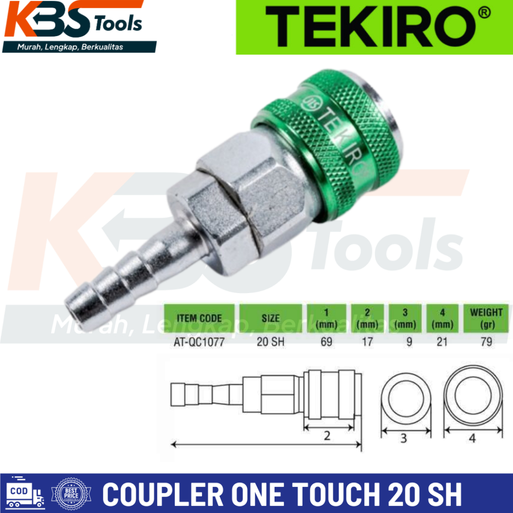 Jual Tekiro Air Quick Coupler SH 20 One Touch Sambungan Selang Angin SH20 | Shopee Indonesia