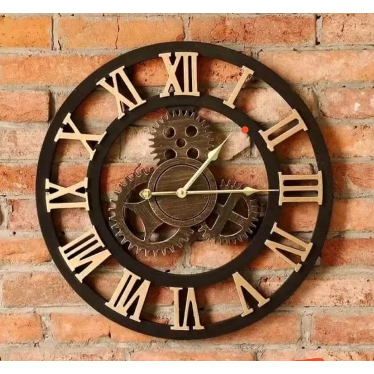 Jual Jam dinding kayu jati model unik gear ukuran 50cm | Shopee Indonesia