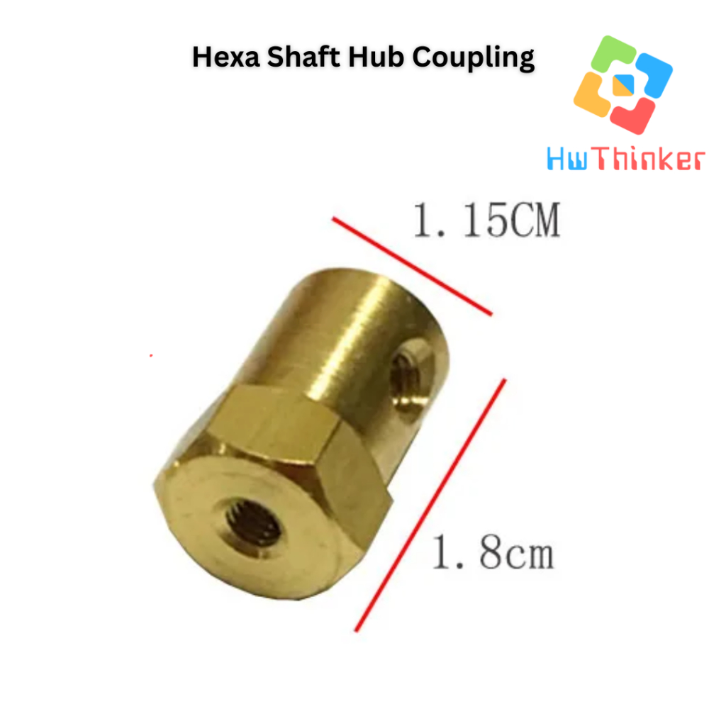 Jual Hexagonal Brass Hub Coupling length 18mm Hex Connector Robot Shaft ...