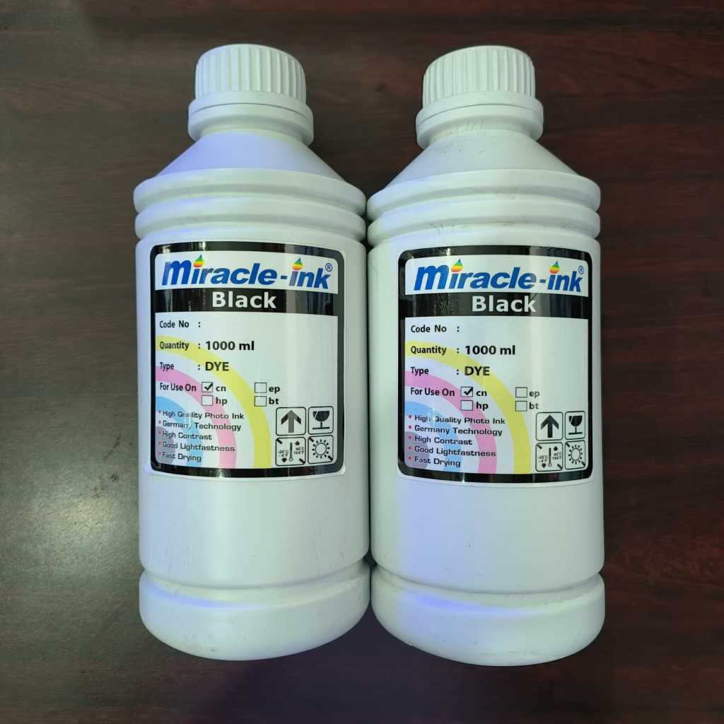 Jual Tinta Printer Miracle Ink Literan 1 Liter Canon Hitam Black / Dye ...