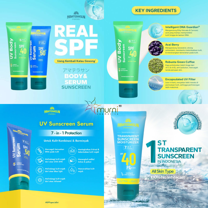 Jual AMATERASUN SUNSCREEN | AMATERASUN TRANSPARENT SUNSCREEN MOISTURIZER SPF40 PA+++ 50GR ...