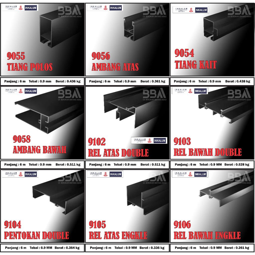 Jual Bahan Pintu Geser (SLEDING DOOR) Aluminum "Inkalum" Warna SILVER ...