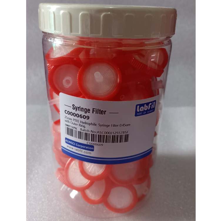 Jual LABFIL PTFE Syringe Filter Hydrophilic with Outer Ring 0.45um 25mm ...
