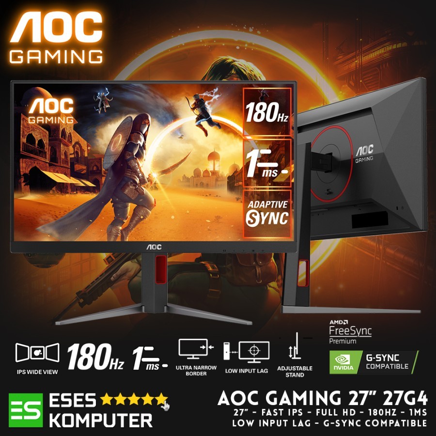 Jual Monitor AOC 27G4 27" FAST IPS 180Hz 1ms FHD HDR10 LOW INPUT LAG ...