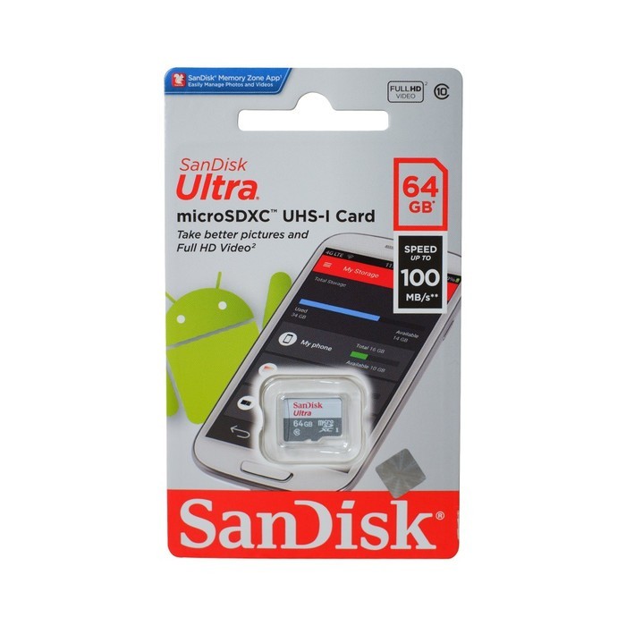 Jual Microsd Sandisk Ultra 64GB Class 10 Non Adaptor speed 100mbps / micro sdxc ultra | Shopee ...