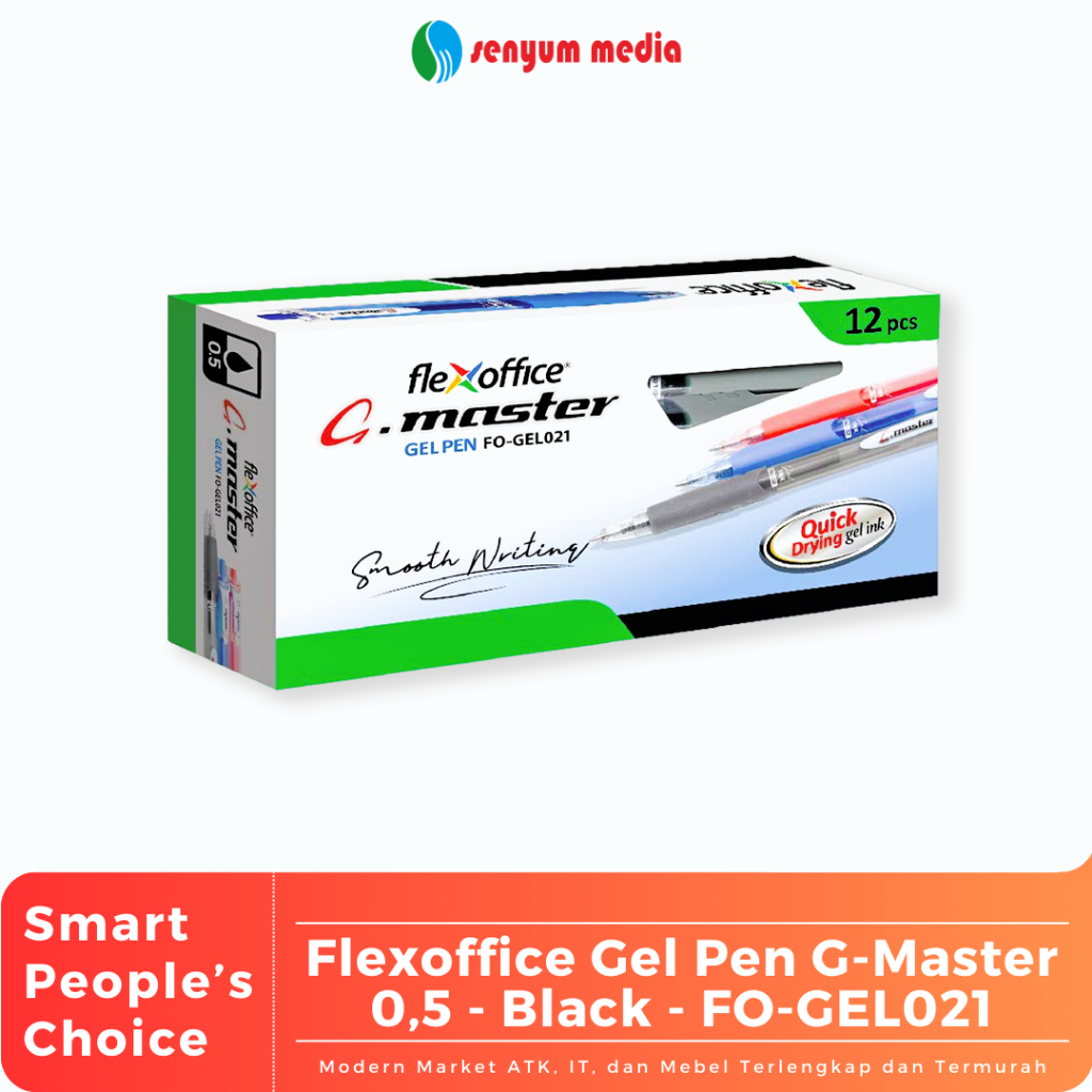 Jual Flexoffice Gel Pen G-Master 0,5 - Black - FO-GEL021 (1 Pack Isi 12 ...