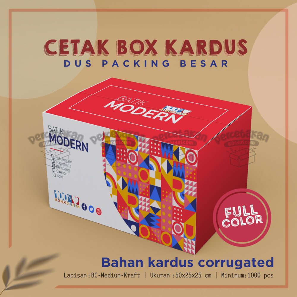 Jual Cetak BOX KARDUS 50x25x25 cm Full Color Free Custom Desain/Logo ...