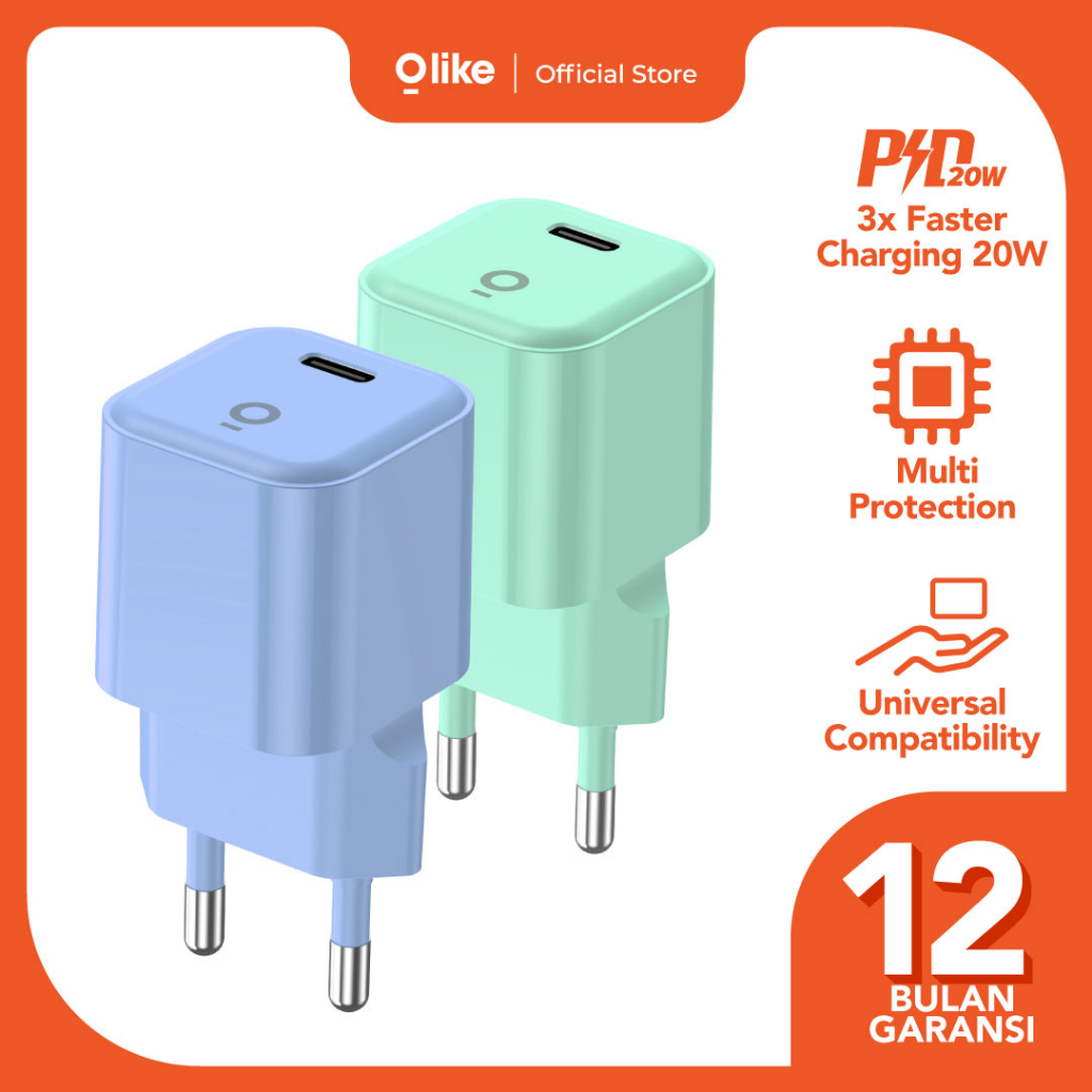Jual OLIKE KEPALA CHARGER 20W LIGHTNING TYPE C PD ADAPTER FAST CHARGING ...