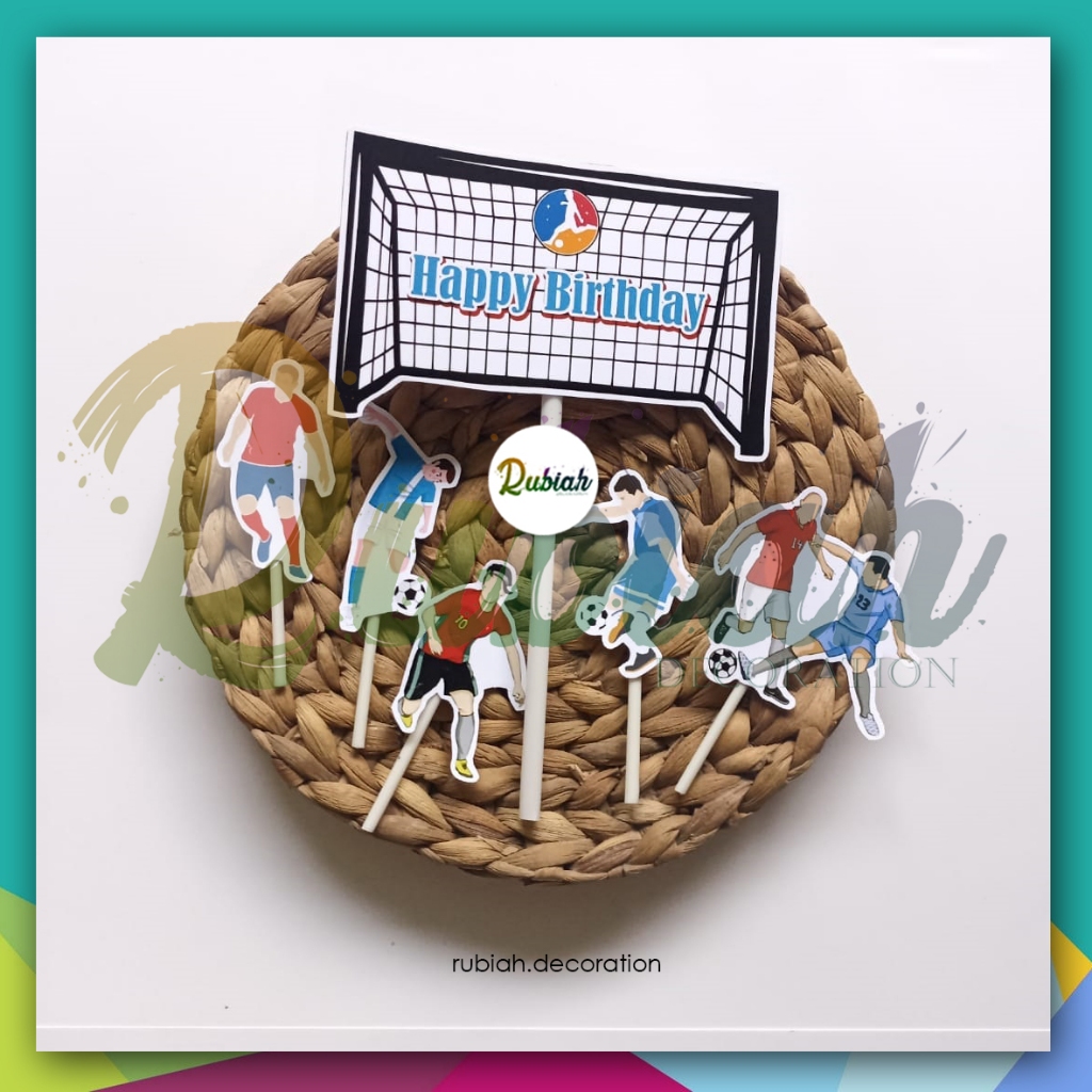Jual Custom Topper cake Nama Foto karakter Bola 2 / Hiasan Kue ulang ...