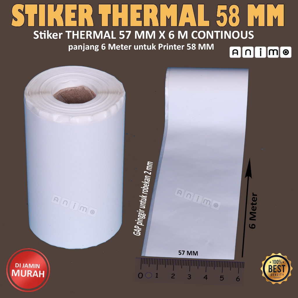 Jual LABEL THERMAL 58 x 6 meter - Continuous Thermal Sticker 58x6 M ...