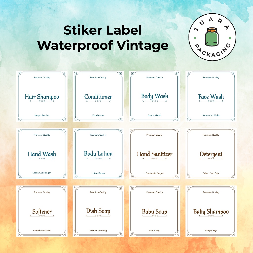 Jual Stiker Label Warna Waterproof Vintage Biru Coklat Stiker Vinyl ...