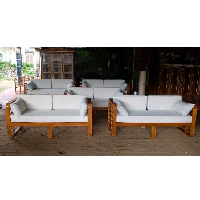 Jual Dions Modern Wood Sofa , Kursi Tamu Kayu Jati | Shopee Indonesia