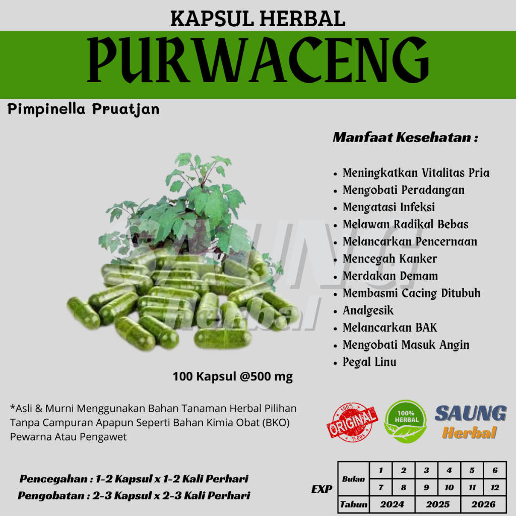 Jual Kapsul PURWOCENG 100 Kapsul Herbal Curah | Herbal Stamina Pria ...