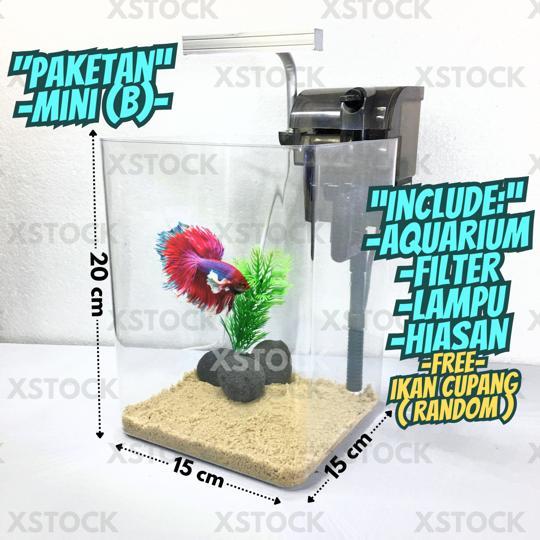 Jual PAKET AQUARIUM KACA FULLSET 60CM 50 40 30CM VIA INSTAN/GOJEK TANK ...