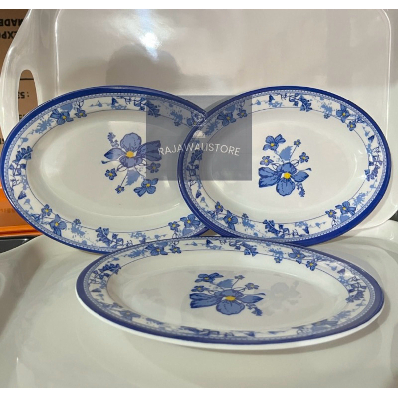 Jual (6Pcs/12Pcs) Piring Oval Melamin, piring oval kembang, piring ...