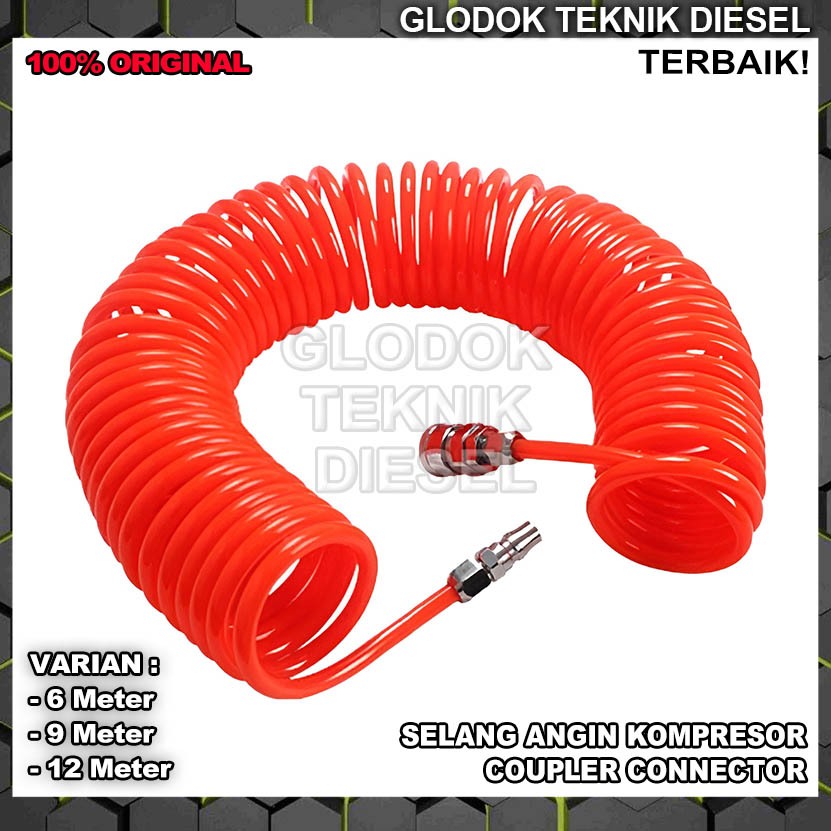 Jual Selang Angin Spiral Kompresor 9 6 12 M Meter Coupler Connector ...