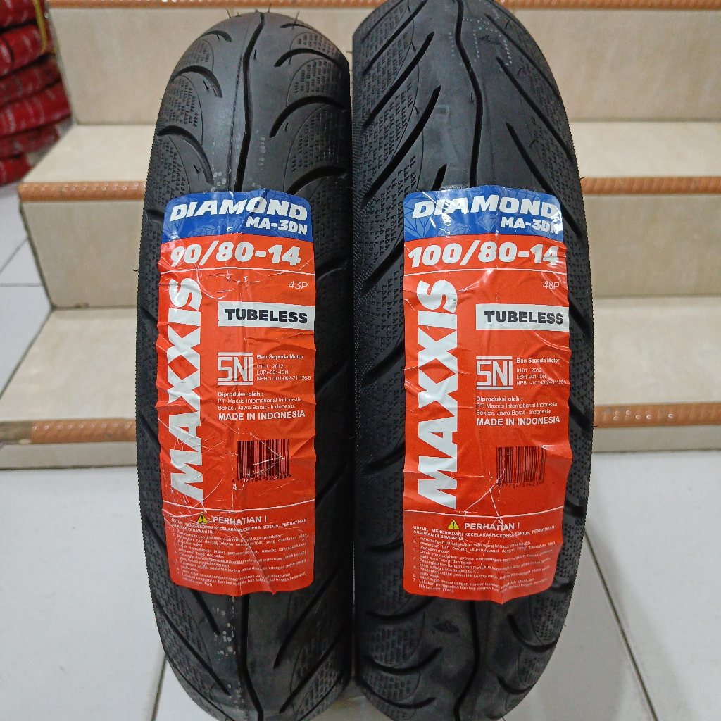 Jual BAN TUBELESS 90/80-14 & 100/80-14 MAXXIS DIAMOND +pentil tubeless ...