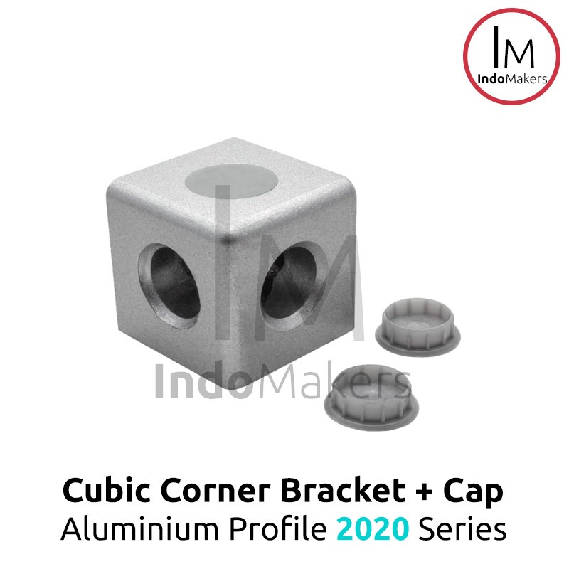 Jual Aluminium Profile Cubic / Cube Corner Bracket With Cap 2020 Silver ...