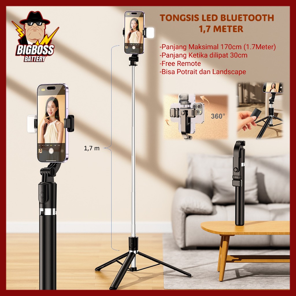 Jual Tongsis Led Bluetooth R1s L 1 7m Selfie Stick 4in1 360° Tripod