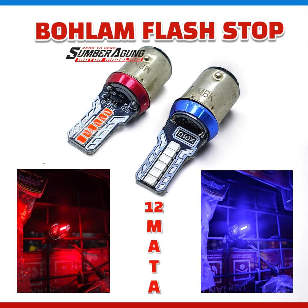 Jual LAMPU LED STOP Rem FLASH STOP KEDIP 12 MATA 2 SISI GEPENG MBK ...