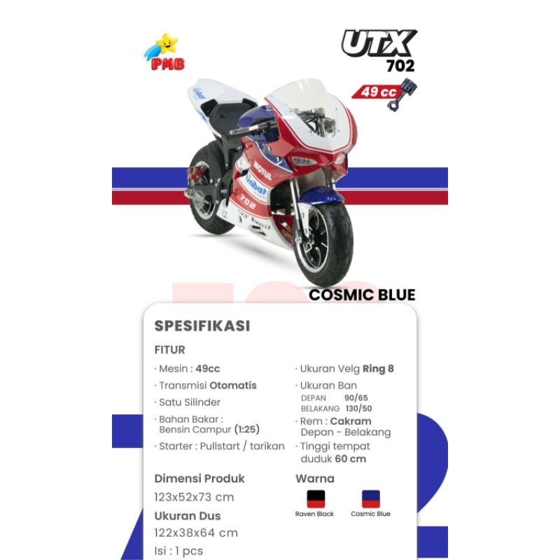 Jual Motor Cross Mini Trail PMB UTX 702 49CC | Shopee Indonesia