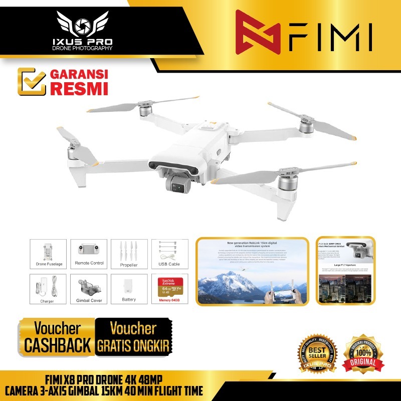 Jual FIMI X8 PRO Drone 4K 48MP Camera 3-Axis Gimbal 15KM 40 Min Flight Time | Shopee Indonesia