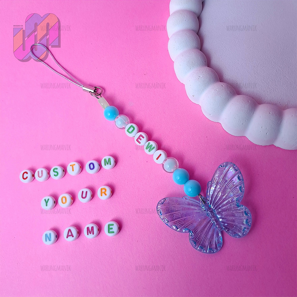 Jual Gantungan HP Phone Strap Manik Manik Karakter Huruf Aesthetic ...