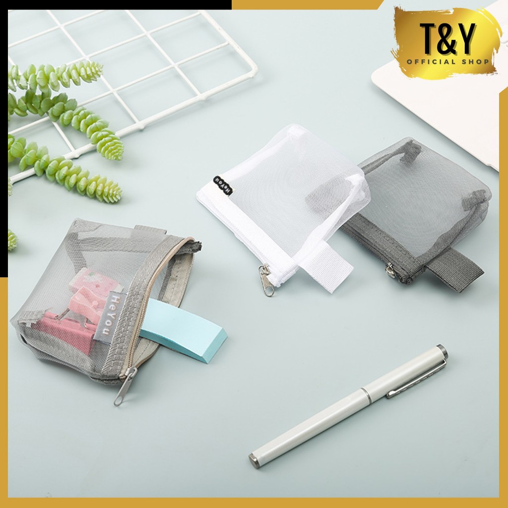 Jual T&Y Tas Makeup Mini Transparan Jaring Dompet Koin Jaring ...