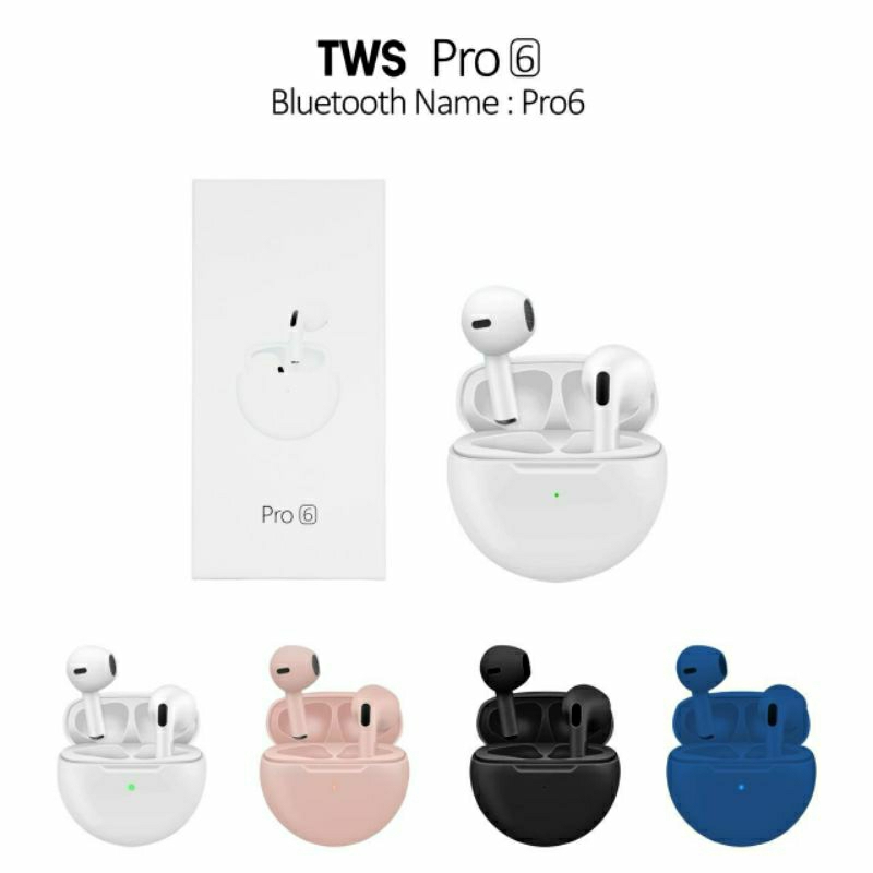 Jual TWS PRO 6 Headset Bluetooth Earphone Wireless Nirkabel Hansfree ...