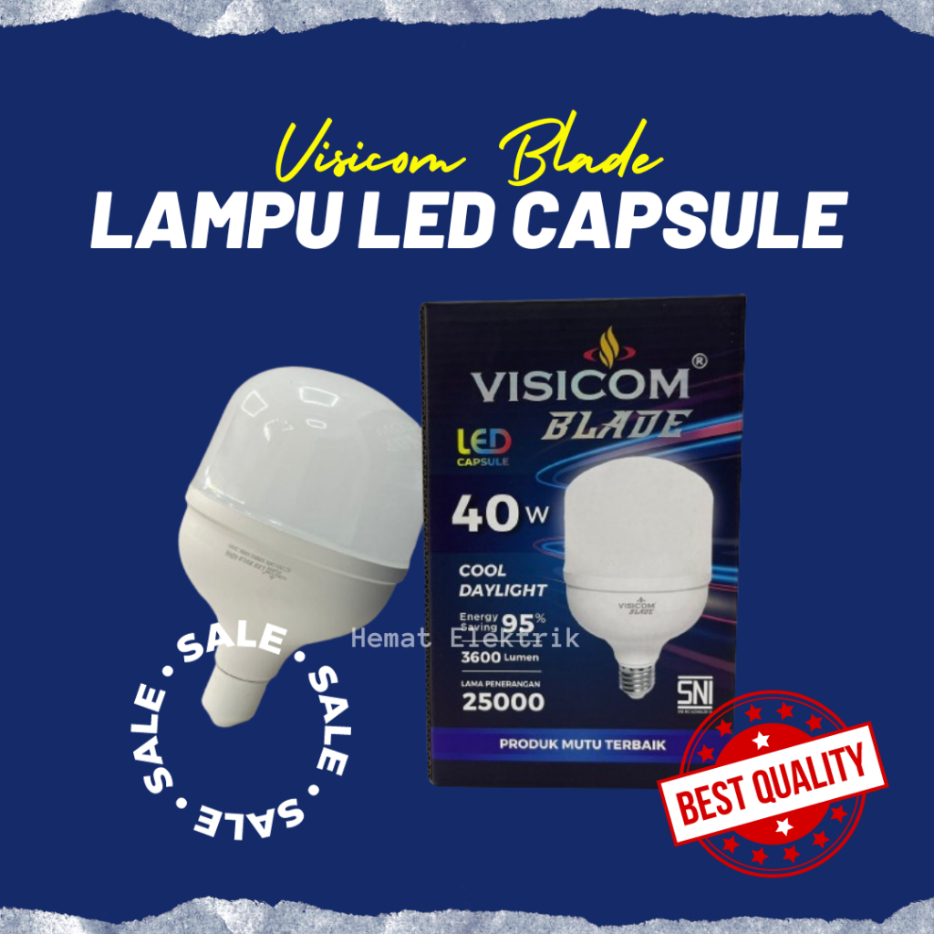 Jual Lampu LED Bohlam Kamar Rumah Warna Putih Visicom Blade 40 Watt Super Terang Tahan Lama ...