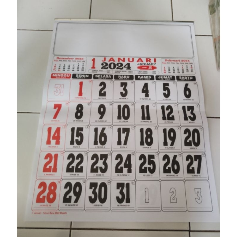 Jual Kalender Tahun 2024 Polos ( UK. Besar ) | Shopee Indonesia