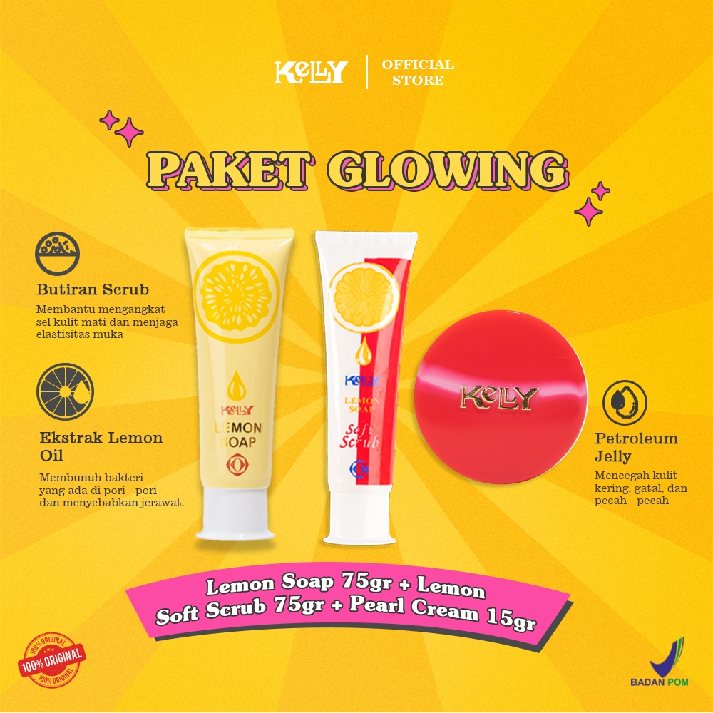 Jual [BEST SELLER] PAKET GLOWING L. Soap 75gr + L.Scrub 75gr + Pearl ...
