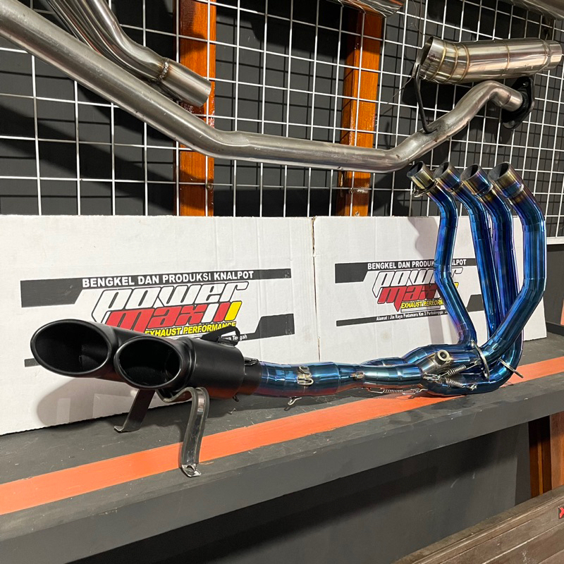 Jual Knalpot TOCE Ninja ZX25R Header Biru Hitam Coating Full System PNP ...