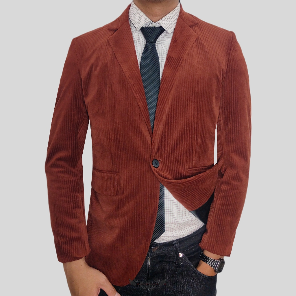 Jual jas pria blazer pria warna terracotta slimfit casual formal bleser ...