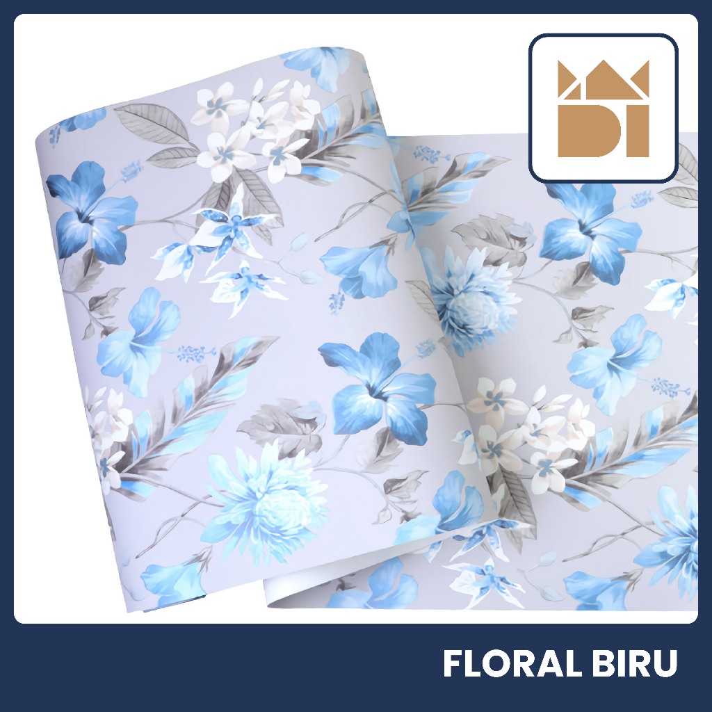 Jual Adipatidinding - Wallpaper Dinding Bunga Floral Biru Ukuran 45 Cm ...