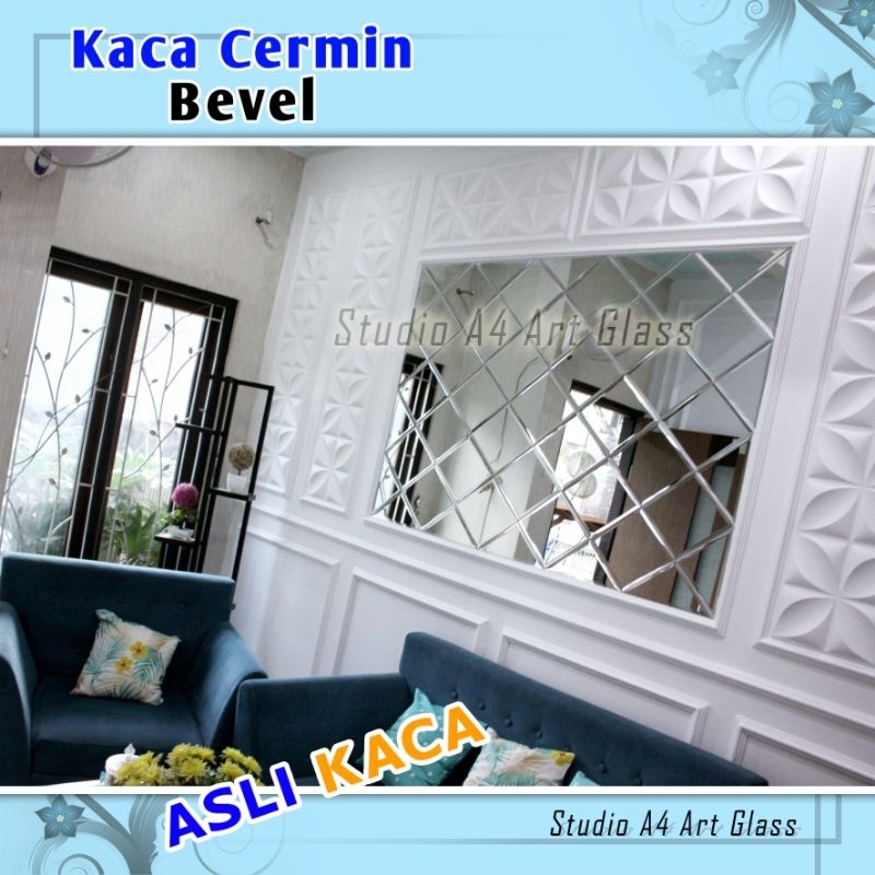Jual 110 X 60 cm tebal 5 mili bevel 1 cm kaca bevel surabaya | Shopee ...