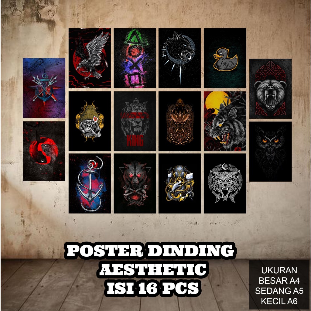 Jual Poster Dinding Kamar Tema Black Ukuran A4 A5 A6 [R53] Isi 16 PCS ...