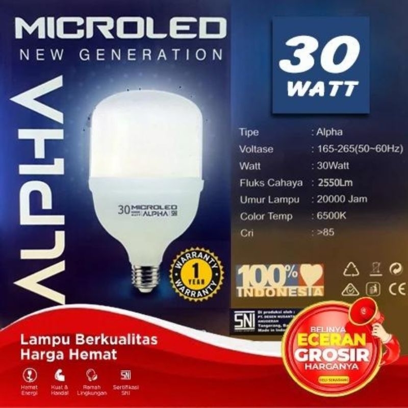 Jual lampu LED bohlam microled alpha 30 watt / lampu bohlam LED ...