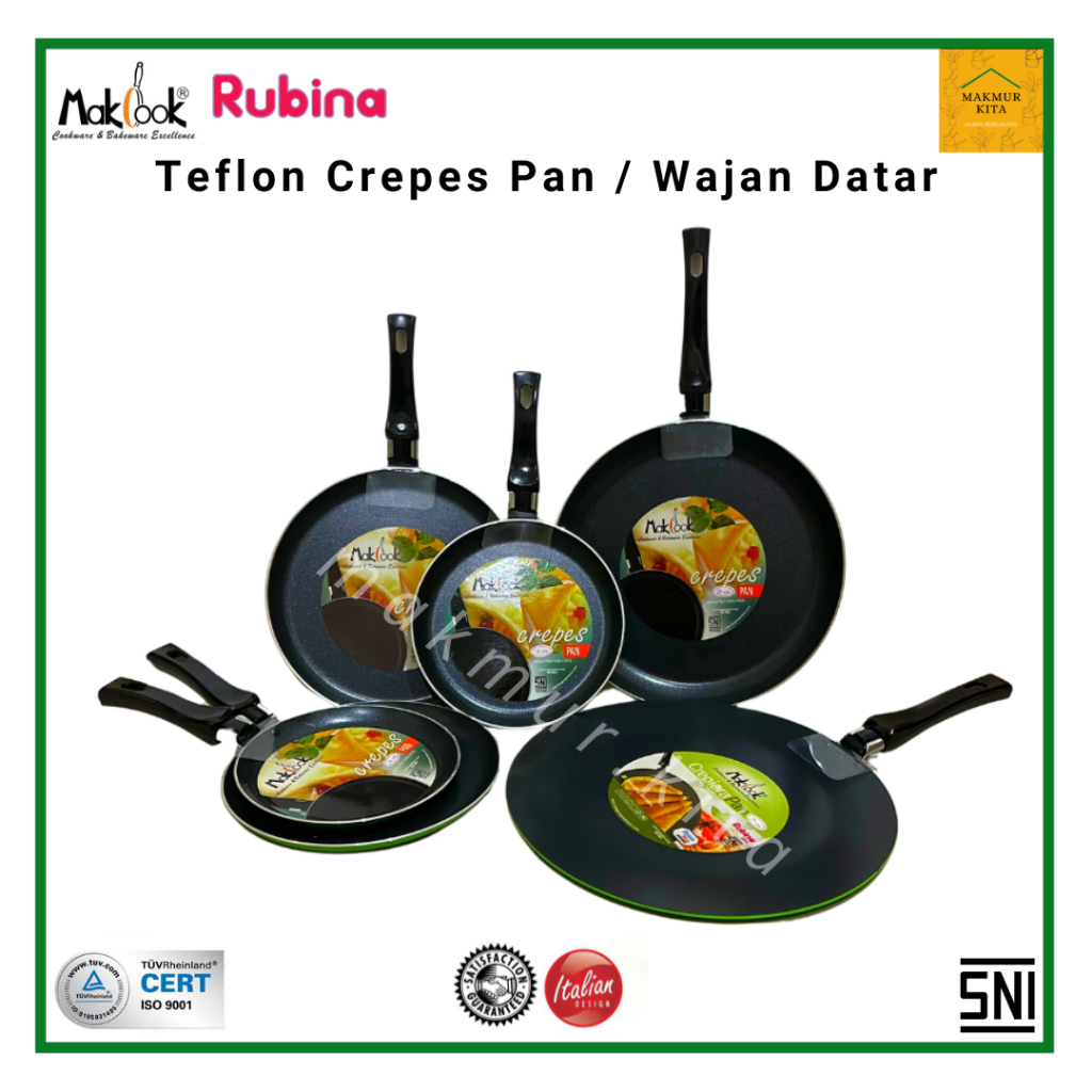 Jual Crepes Pan 16 18 20 22 25 26 28 cm Makcook / Wajan Teflon Risol ...