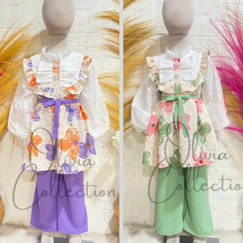 Jual SETELAN TUNIK ANAK PEREMPUAN MOTIF KEMBANG MIX BRUKAT USIA 3 - 12 ...