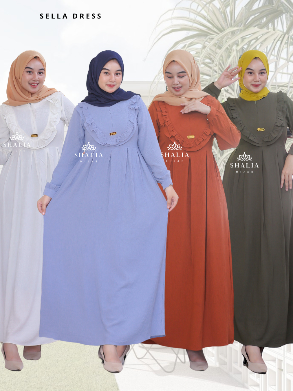 Jual Shalia Hijab | SELLA Dress Casual Simple Resleting BUSUI Crinkle ...